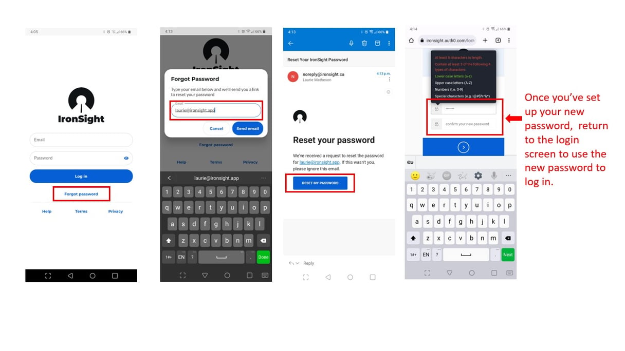 Resetting Password via Mobile
