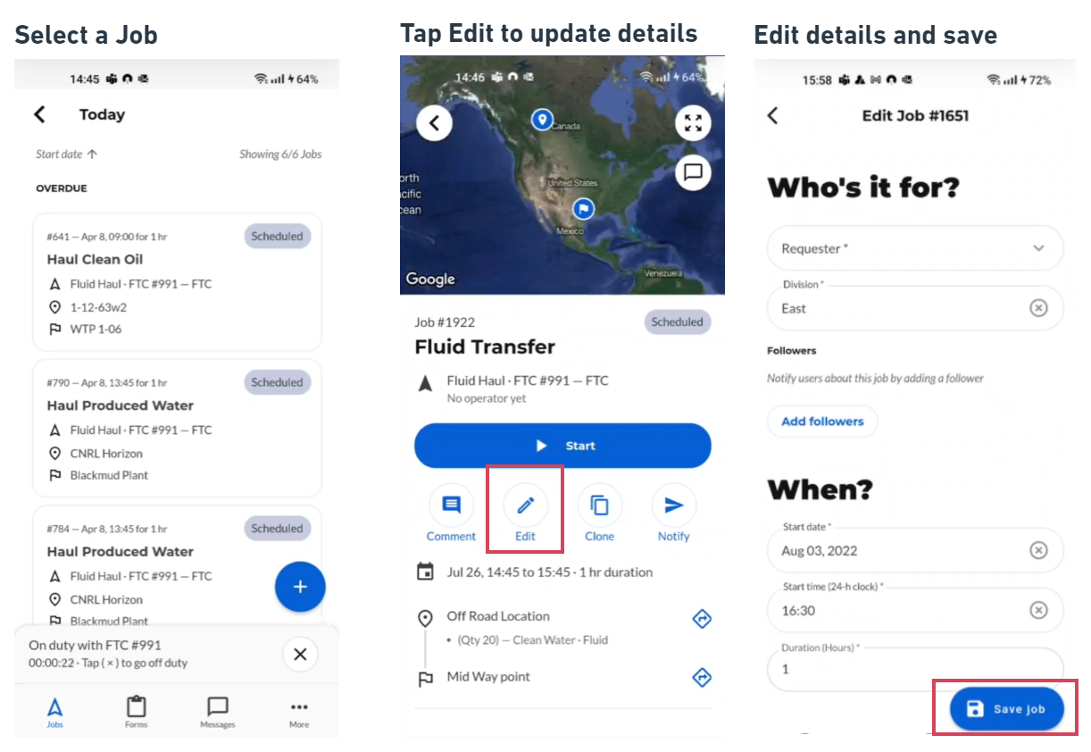 How to Update a Job via Mobile